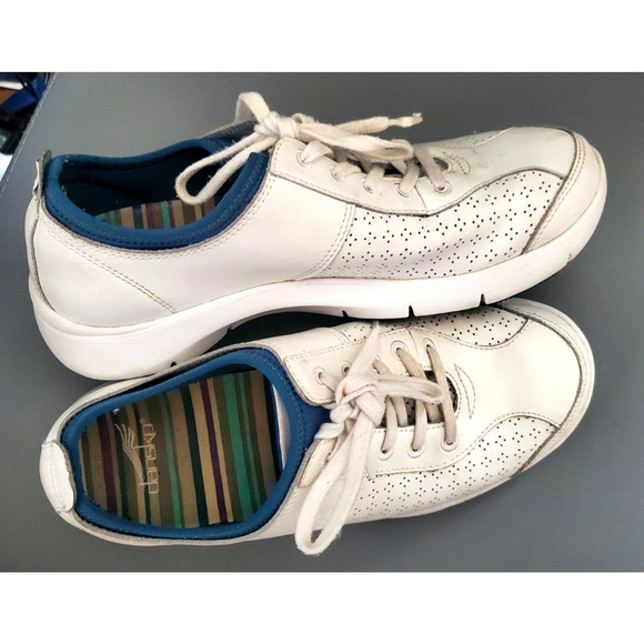 Dansko | Shoes | Dansko Elise White Leather Laceup Athletic Sneakers ...
